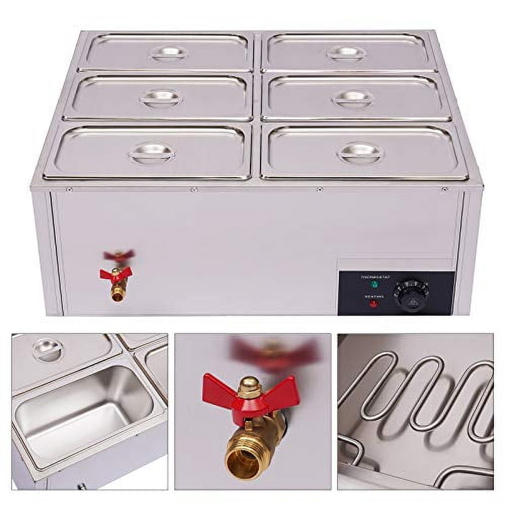 6-Pan Commercial Electric Food Warmer,110V 850W Countertop Deep Bain ...