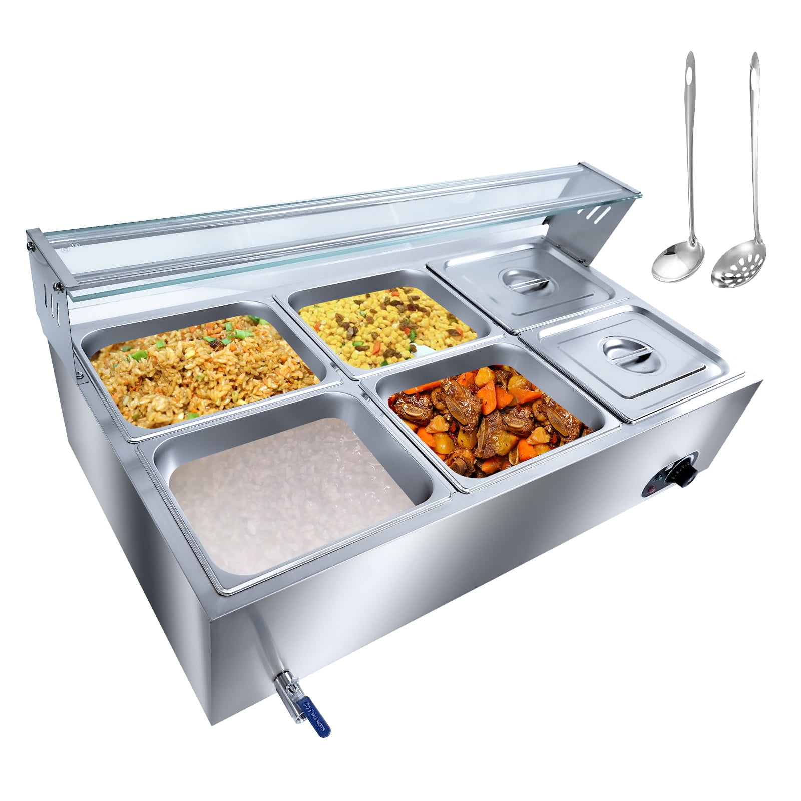 6-Pan Commercial Food Warmer, Electric Steam Table 12QT/ Pan, 1500W ...