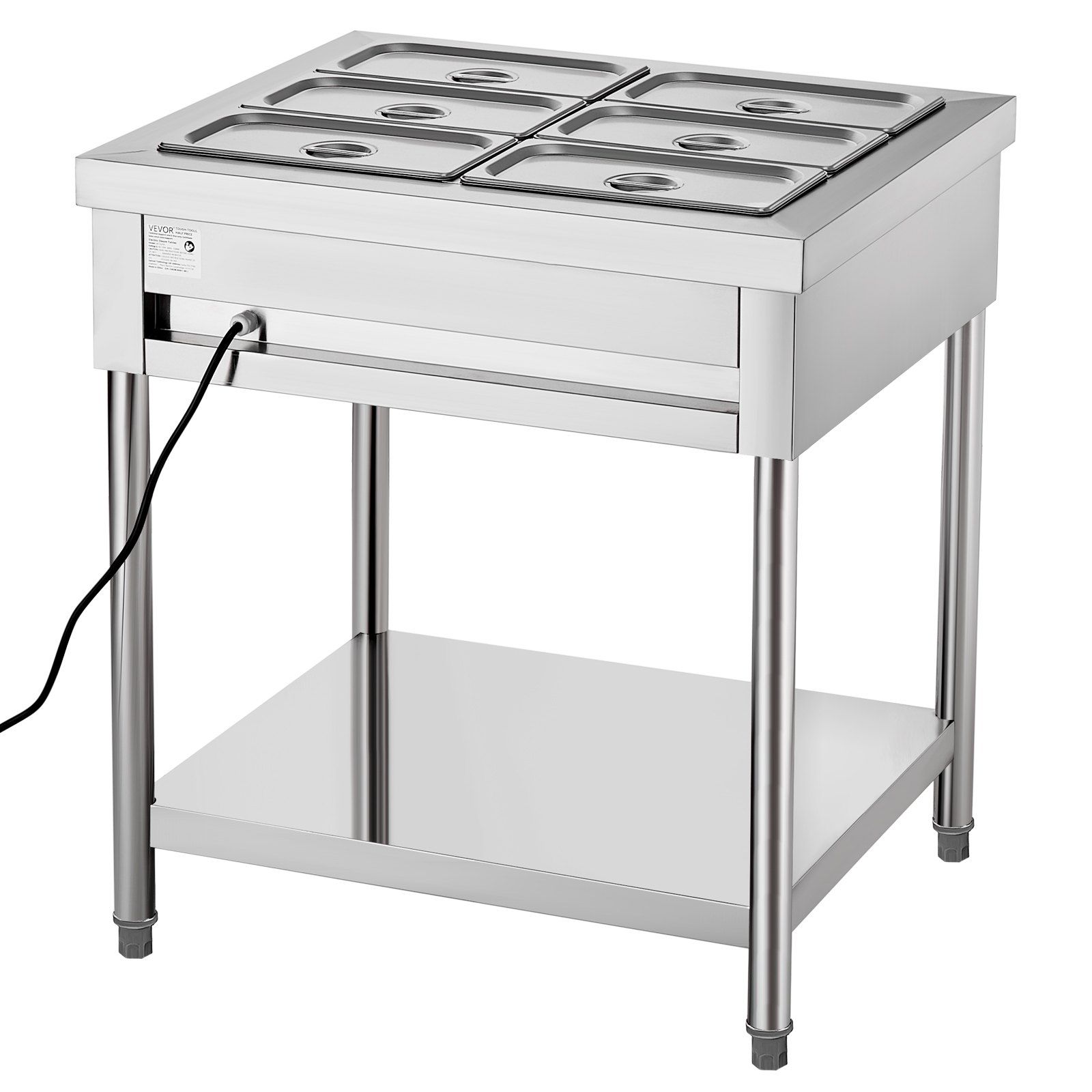 6-Pan Commercial Food Warmer Electric Steam Table, 1500W Stainless ...