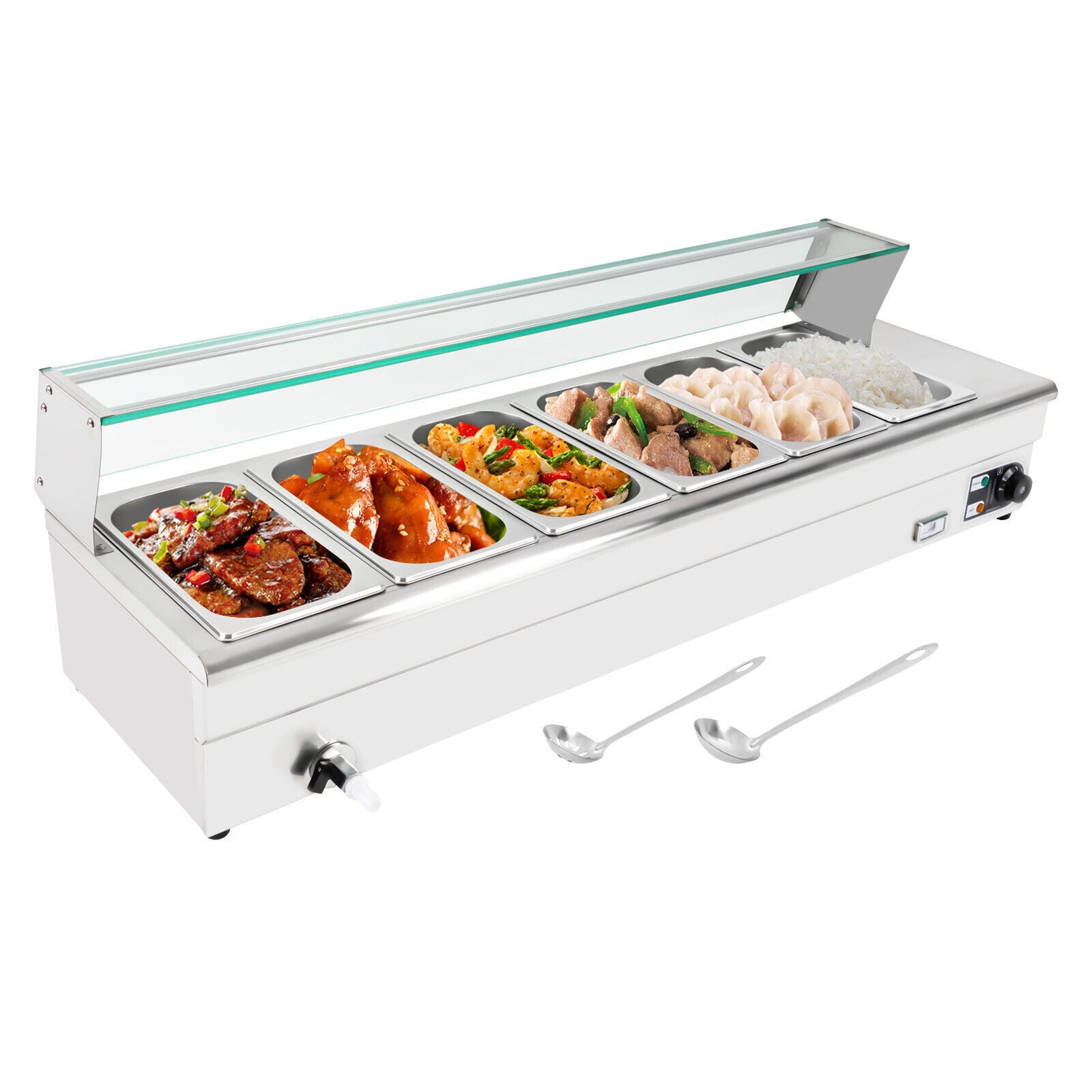 6-Pan Electric Food Warmer Steam Table Buffet Bain Marie Countertop ...