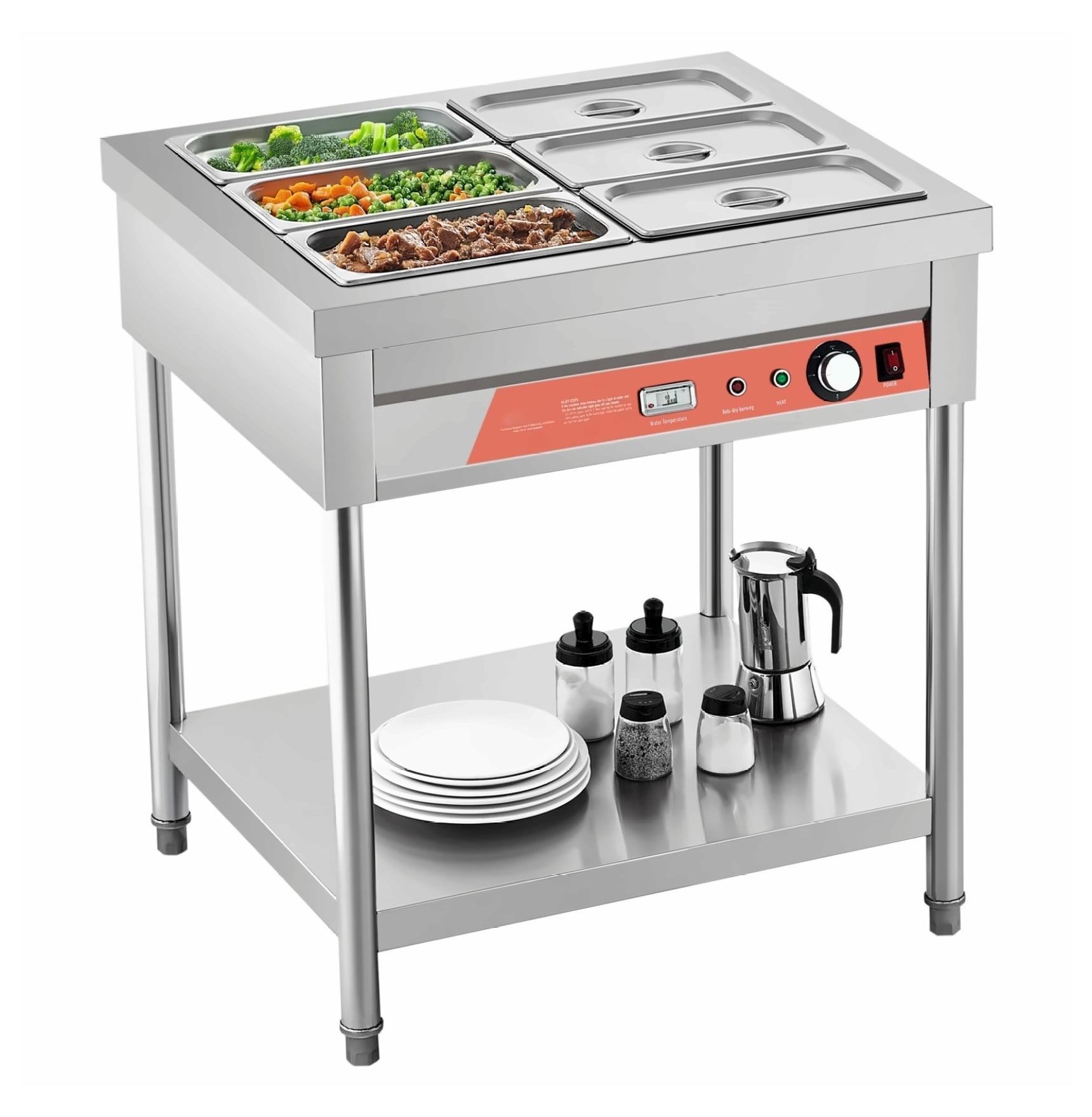 6-Pan Food Warmer, Commercial Buffet Table, 1500W Electric FoodTable ...