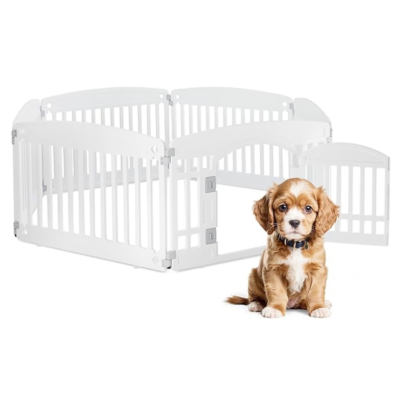 6 Panel Dog Playpen 24 Inch, Folding Puppy Playpen with Door, Portable ...