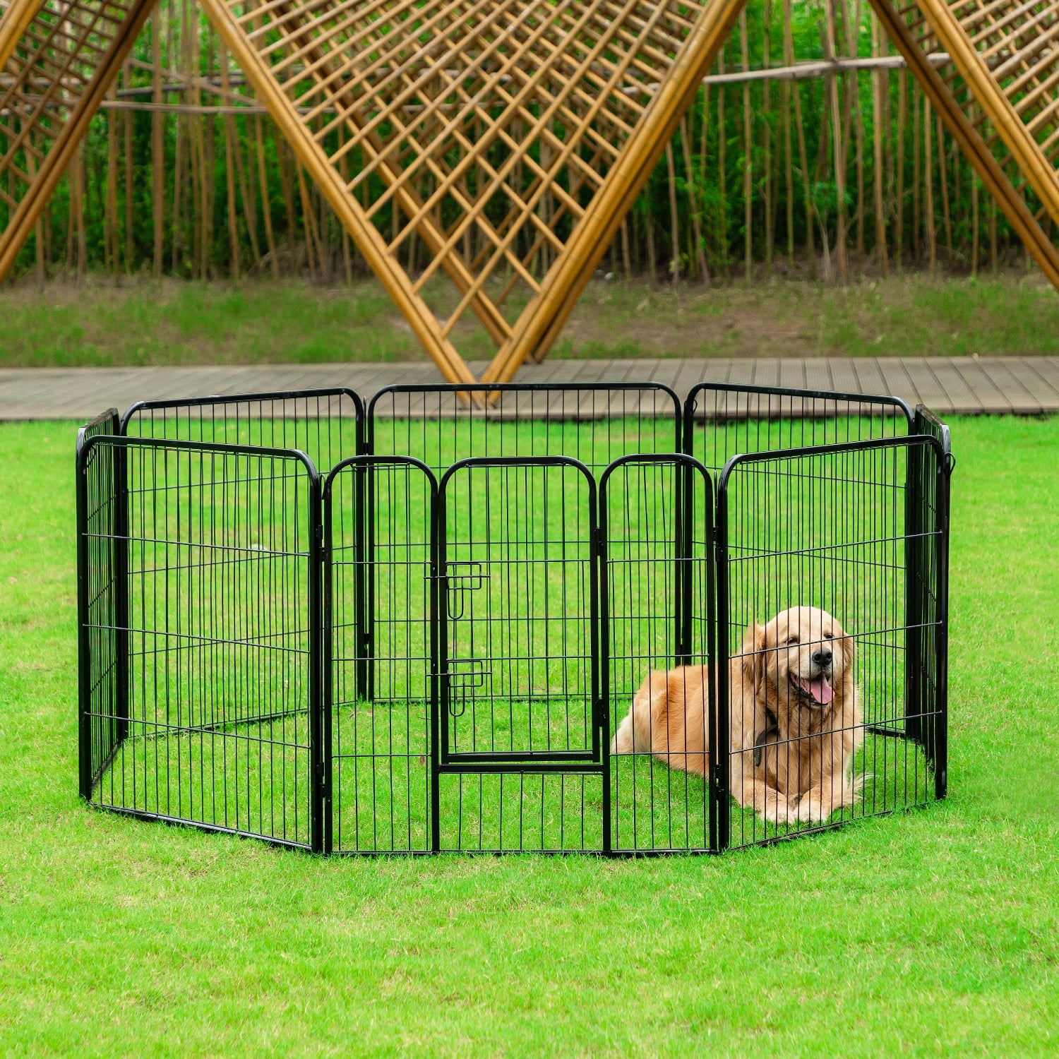 6 Panel Dog Playpen 32 inch Height Portable Dog Pen for Dog Pet Puppy ...