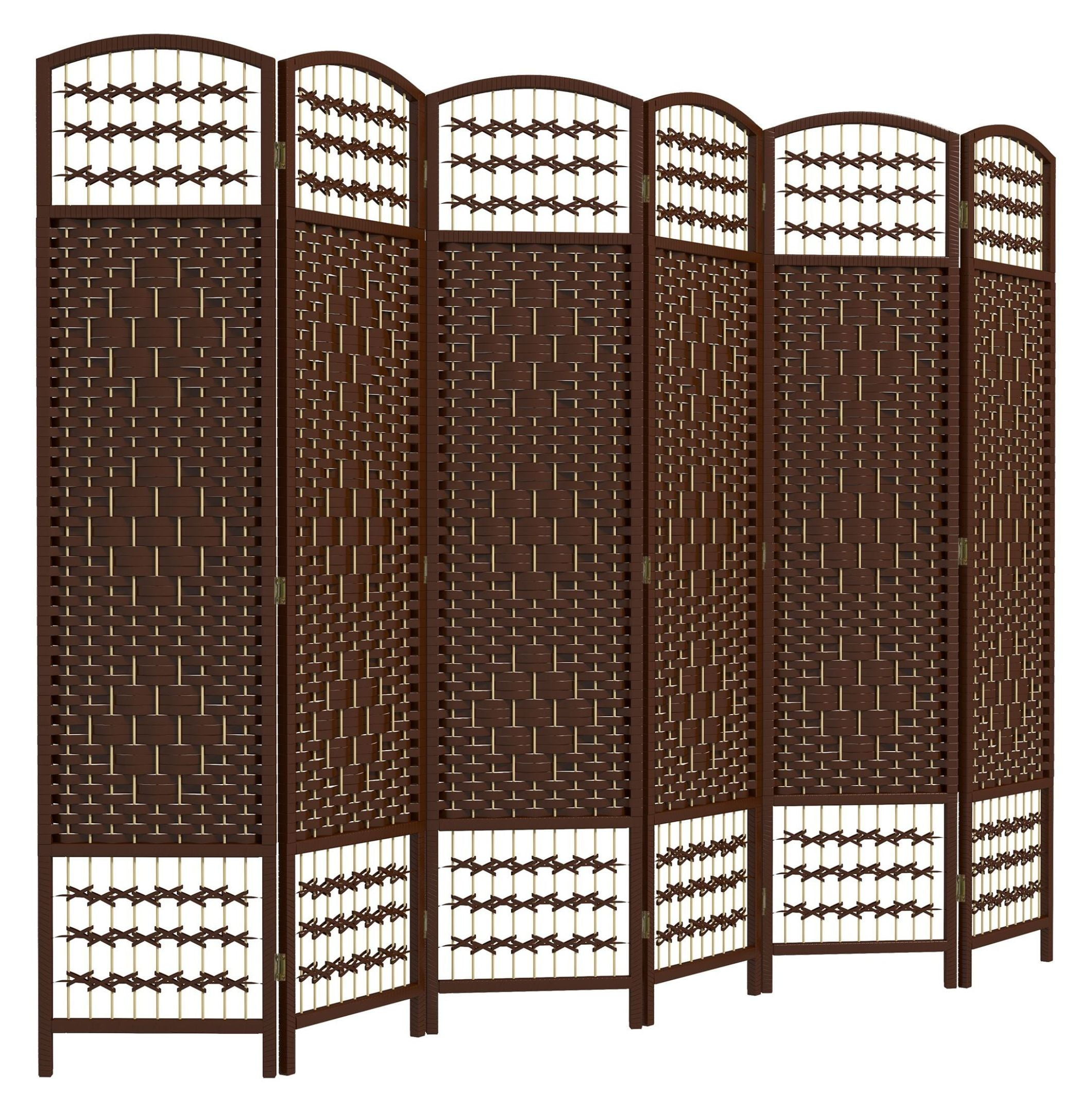 6-Panel Folding Privacy Screen, Brown Fiber, Lightweight, for Home ...