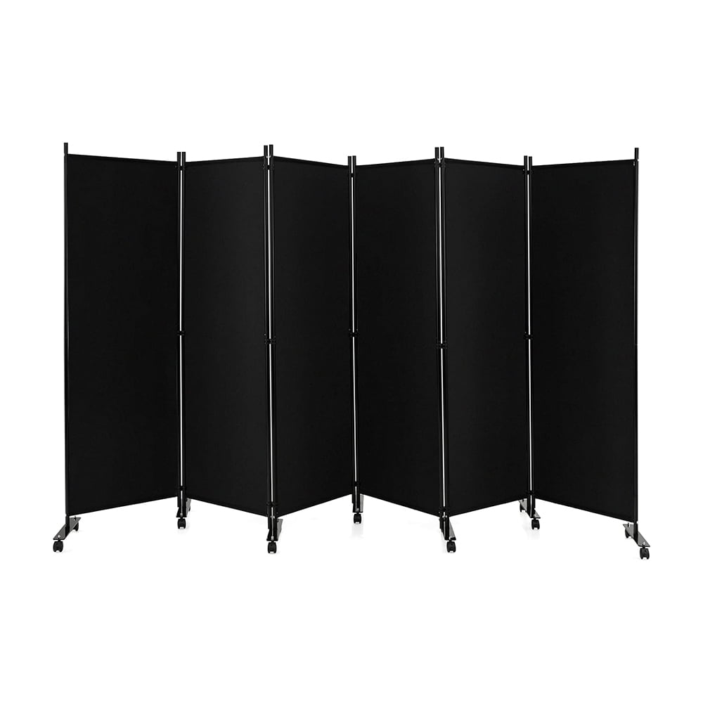 6 Panel Folding Room Divider, 6FT Rolling Privacy Screen with Lockable ...