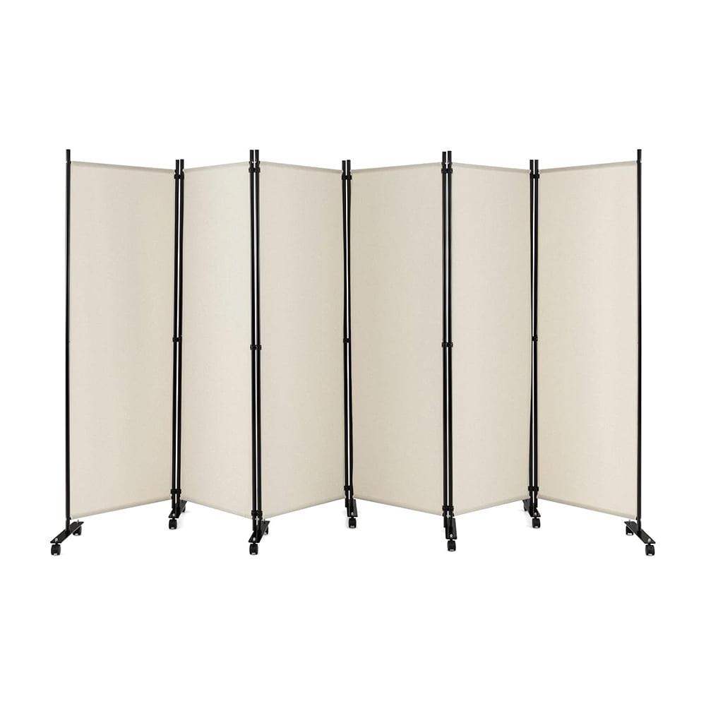 6 Panel Folding Room Divider, Freestanding 6FT Rolling Privacy Screen ...