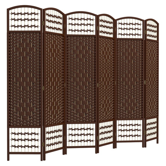 6 Panel Folding Room Divider Portable Privacy Screen Wave Fiber Room ...