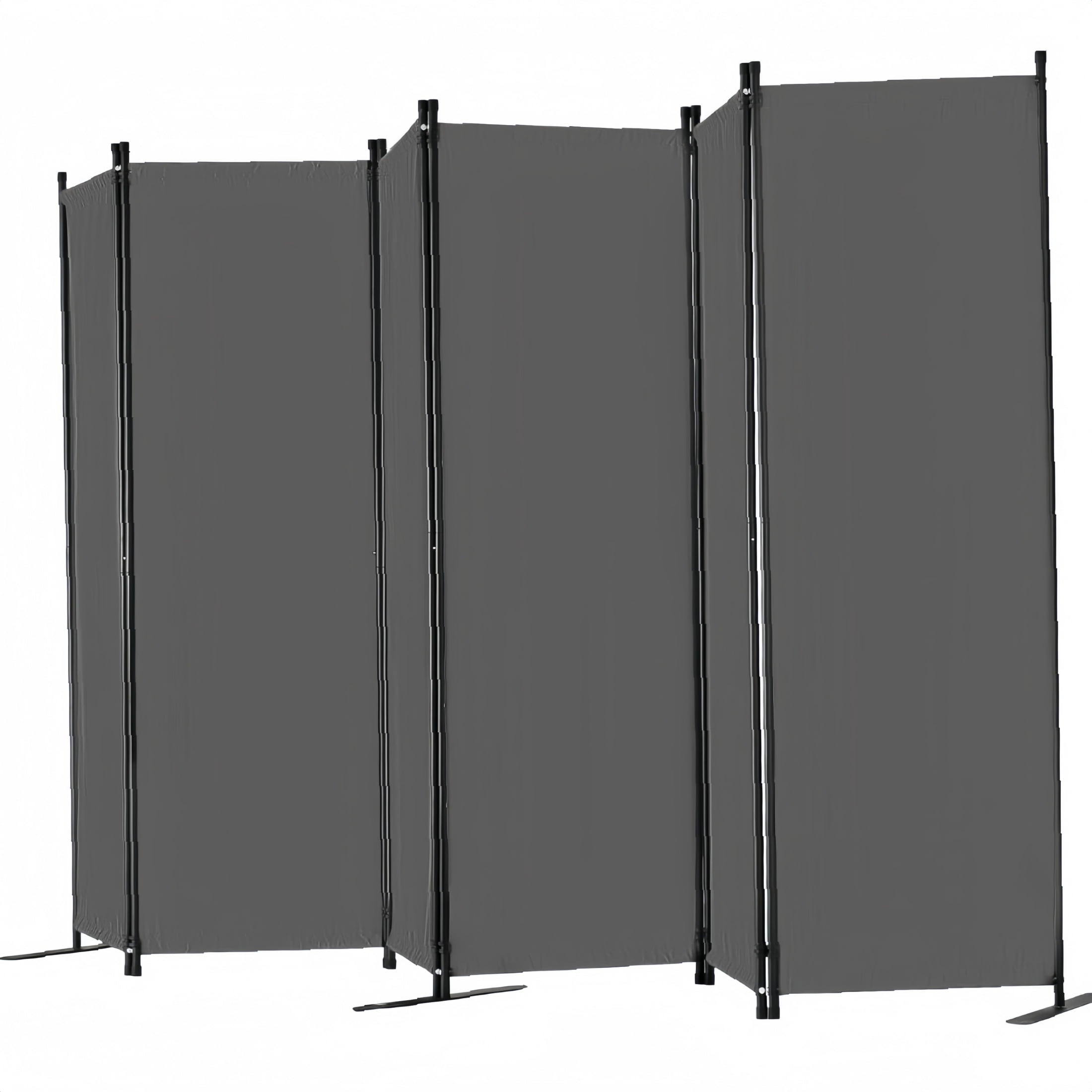 6 Panel Grey Room Divider - Oxford Fabric & Iron Frame Folding Privacy ...