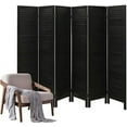 6 Panel Louver Room Divider 5.6ft Tall Wood Partition Room Dividers and ...