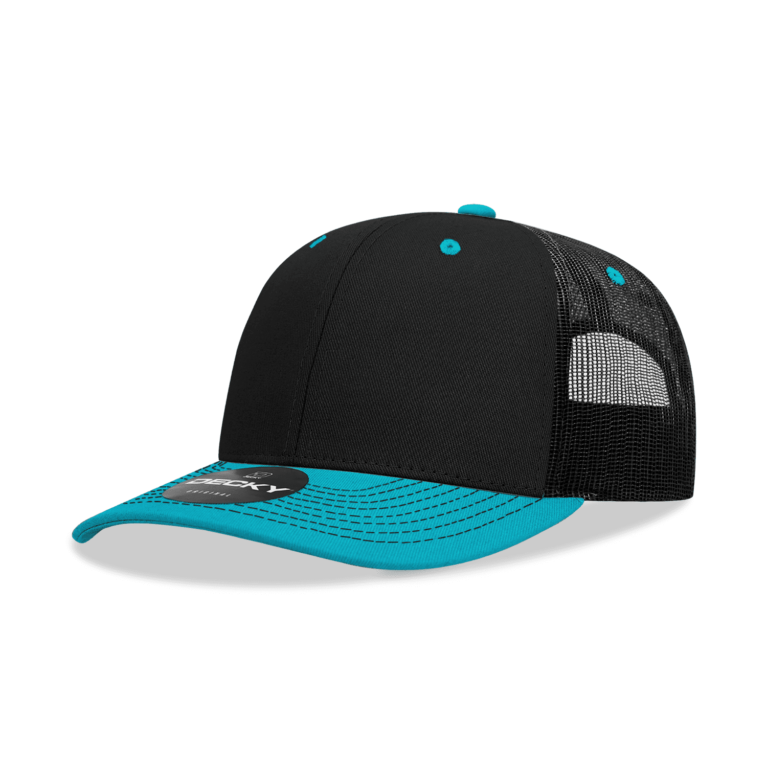 Decky 6031 6 Panel Mid Profile Structured Contra-Stitch Trucker-Black ...