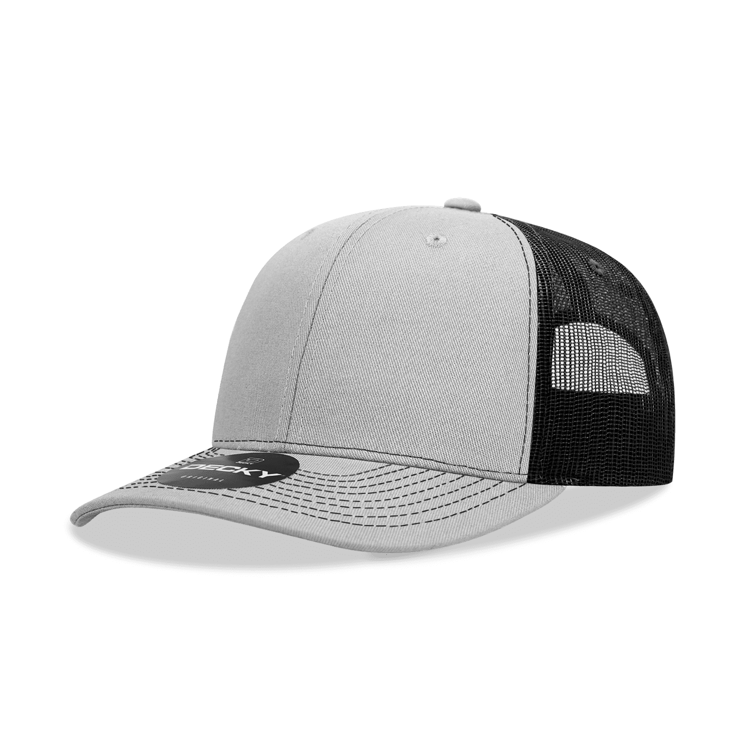 Decky 6031 6 Panel Mid Profile Structured Contra-Stitch Trucker-Grey ...