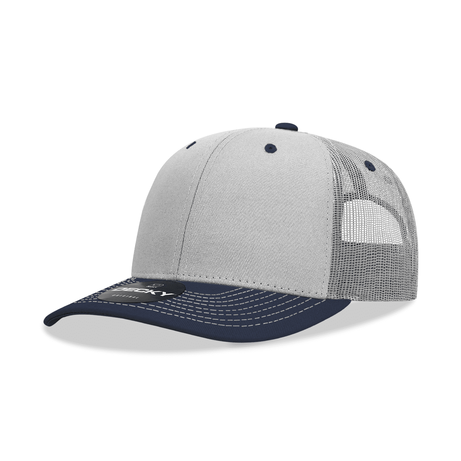 Decky 6031 6 Panel Mid Profile Structured Contra-Stitch Trucker-Grey ...