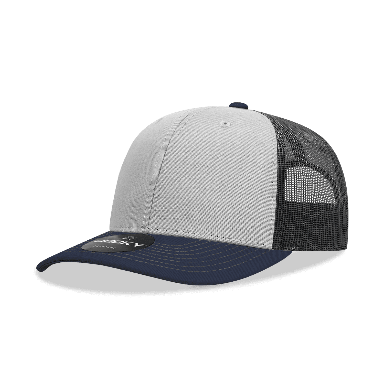 Decky 6031 6 Panel Mid Profile Structured Contra-Stitch Trucker-Navy ...
