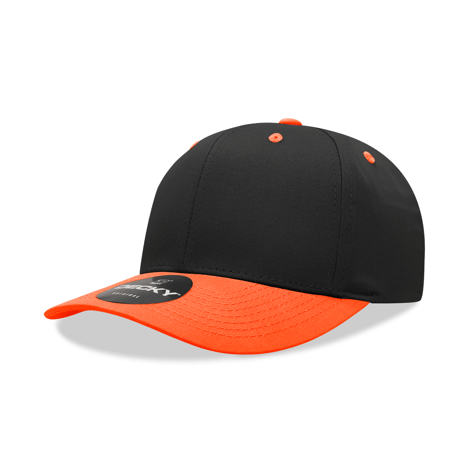 Decky 6022 6 Panel Mid Profile Structured Cotton Blend Cap-Black/Orange ...