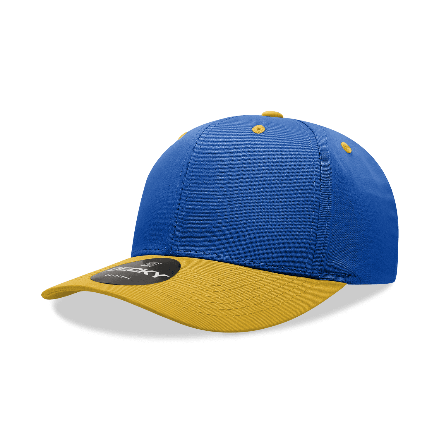 Decky 6022 6 Panel Mid Profile Structured Cotton Blend Cap-Royal/Gold ...