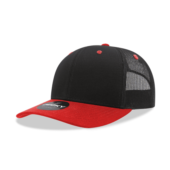 Decky 6021 6 Panel Mid Profile Structured Cotton Blend Trucker-Black ...
