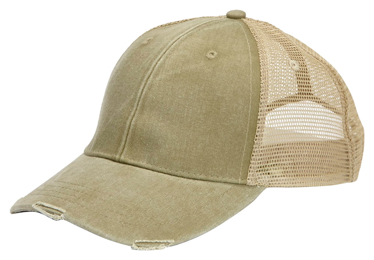6-Panel Pigment-Dyed Distressed Trucker Cap - Walmart.com