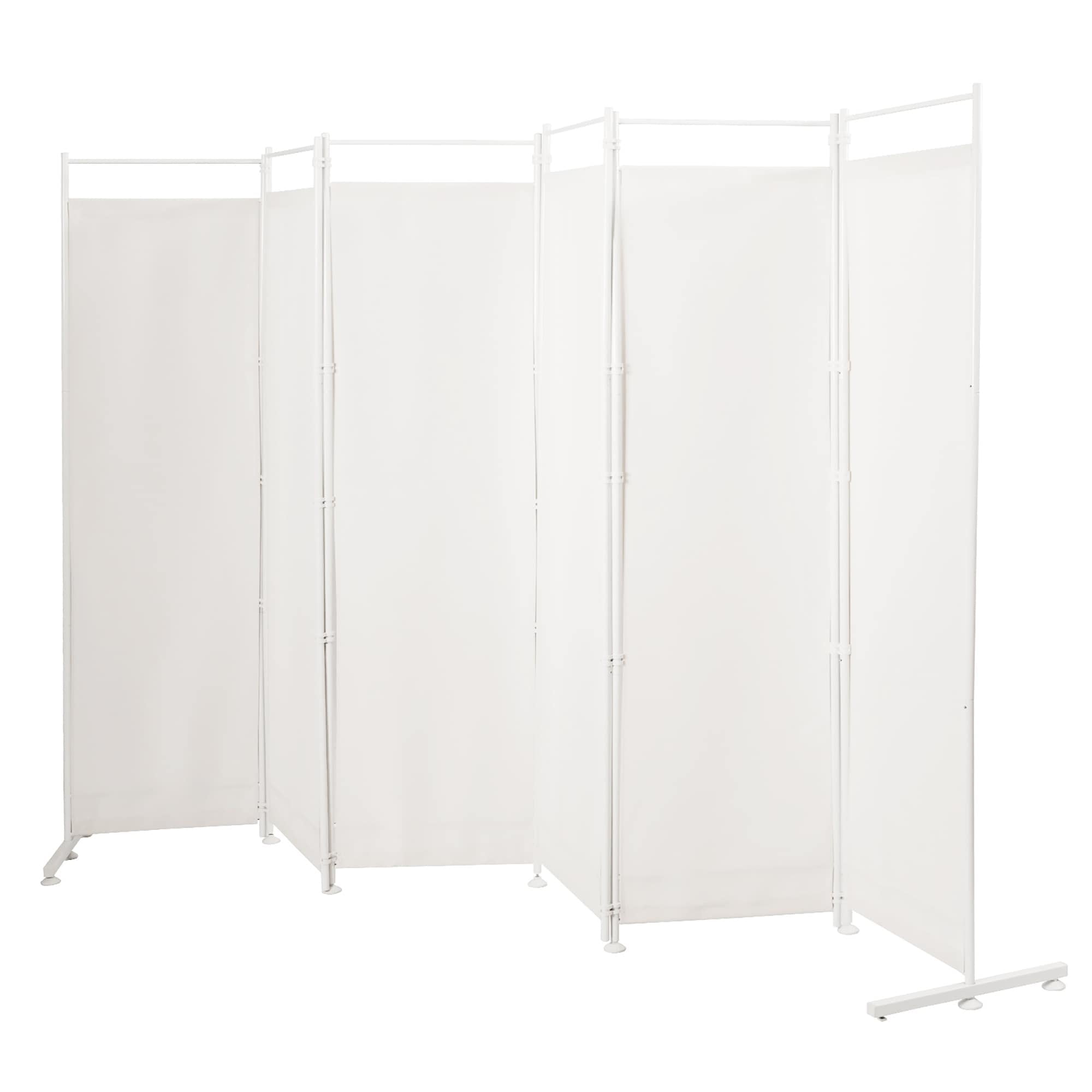 6 Panel Privacy Room Divider Folding Screen with Steel Support Base ...