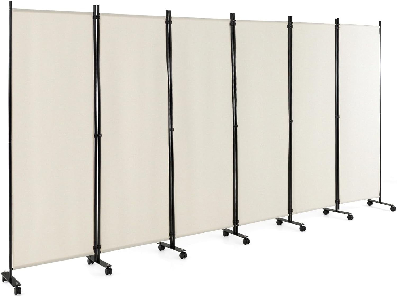 6 Panel Room Divider, 132''W x 68''H Large Folding Privacy Screen ...