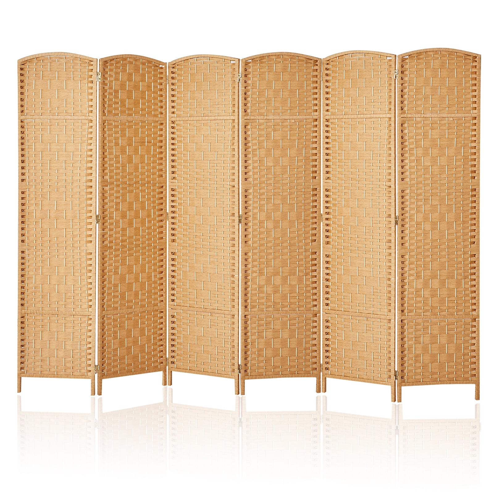 6-Panel Room Divider, 6 ft Office Partition Walls Wood Divider Folding ...