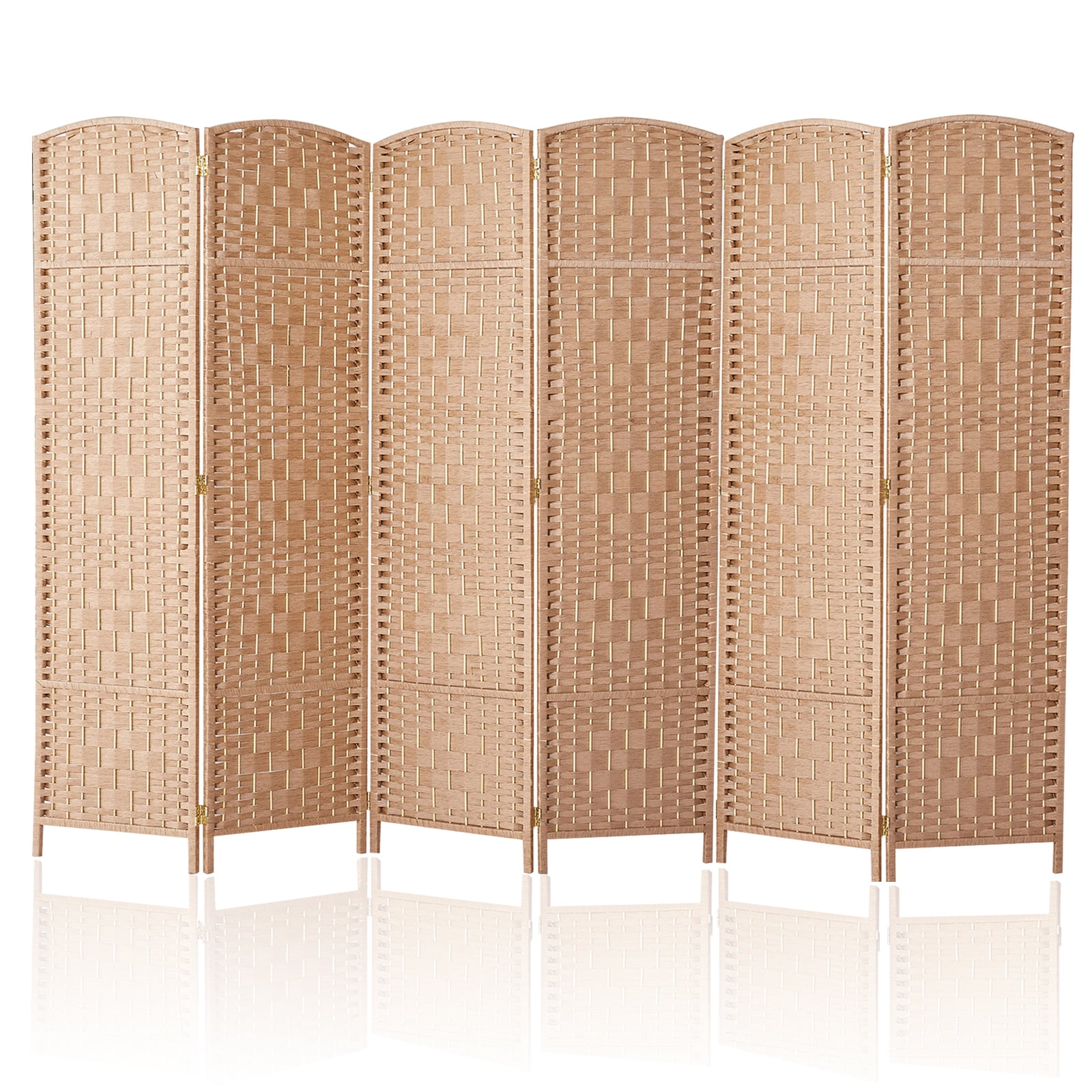 6-Panel Room Divider, 6 ft Office Partition Walls Wood Divider Folding ...
