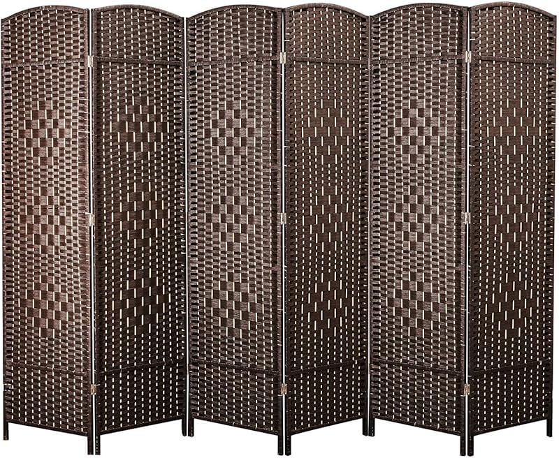 6 Panel Room Divider,6Ft Folding Privacy Screen,Dark Coffee Tall ...