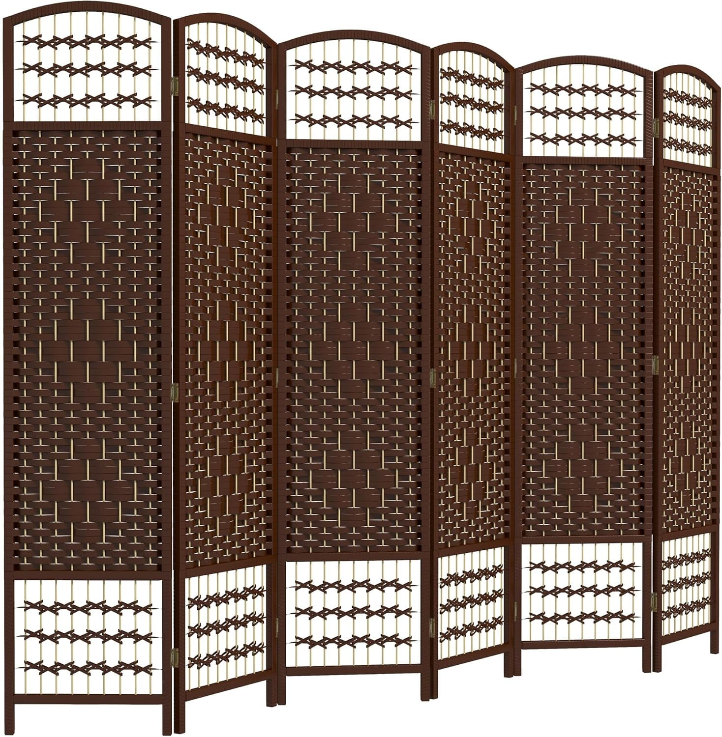 6 Panel Room Divider, Folding Privacy Screen, 5.6' Room Separator, Wave ...