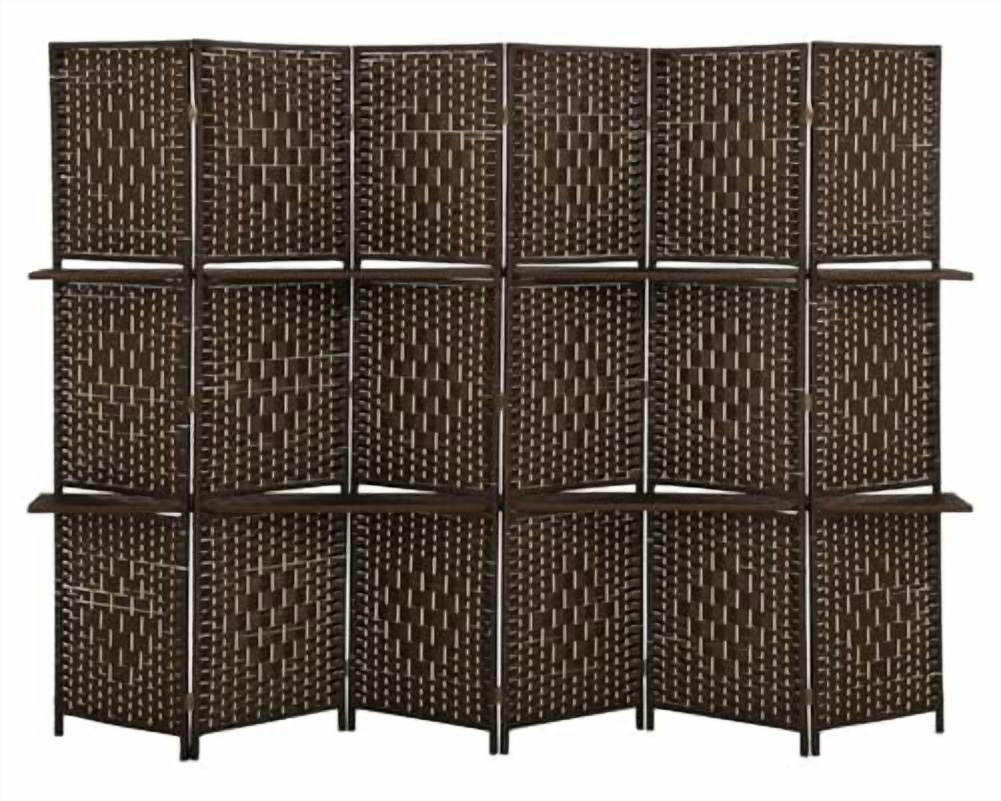 6 Panel Room Divider Screen with Removable Shelves - Folding Portable ...