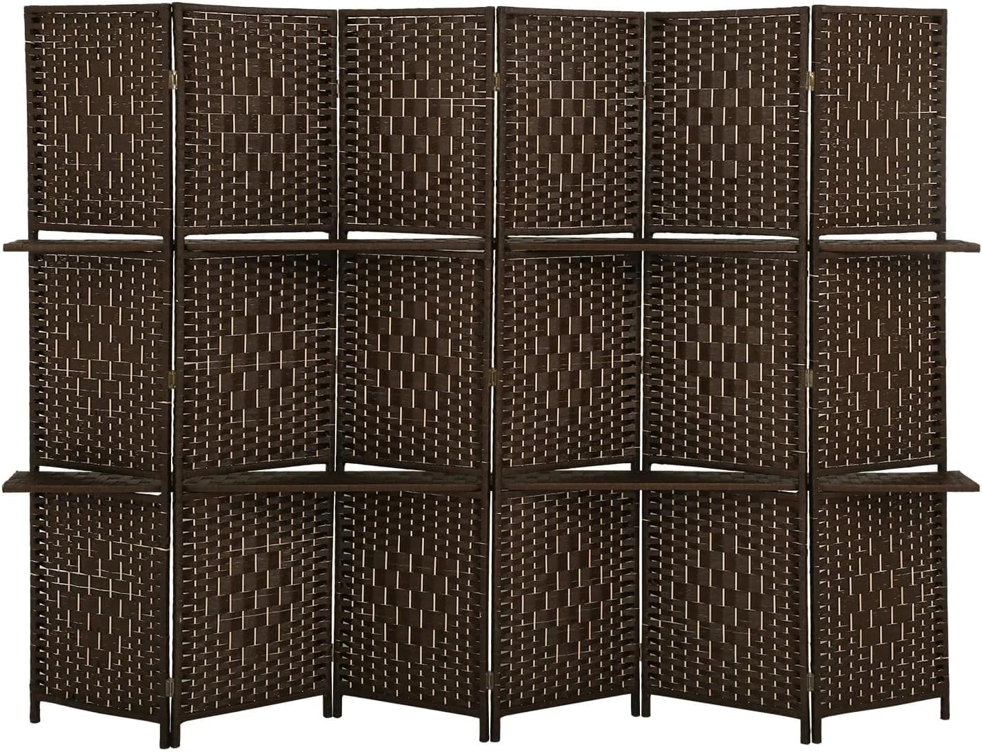 6 Panel Room Divider Screen with Removable Shelves - Folding Portable ...