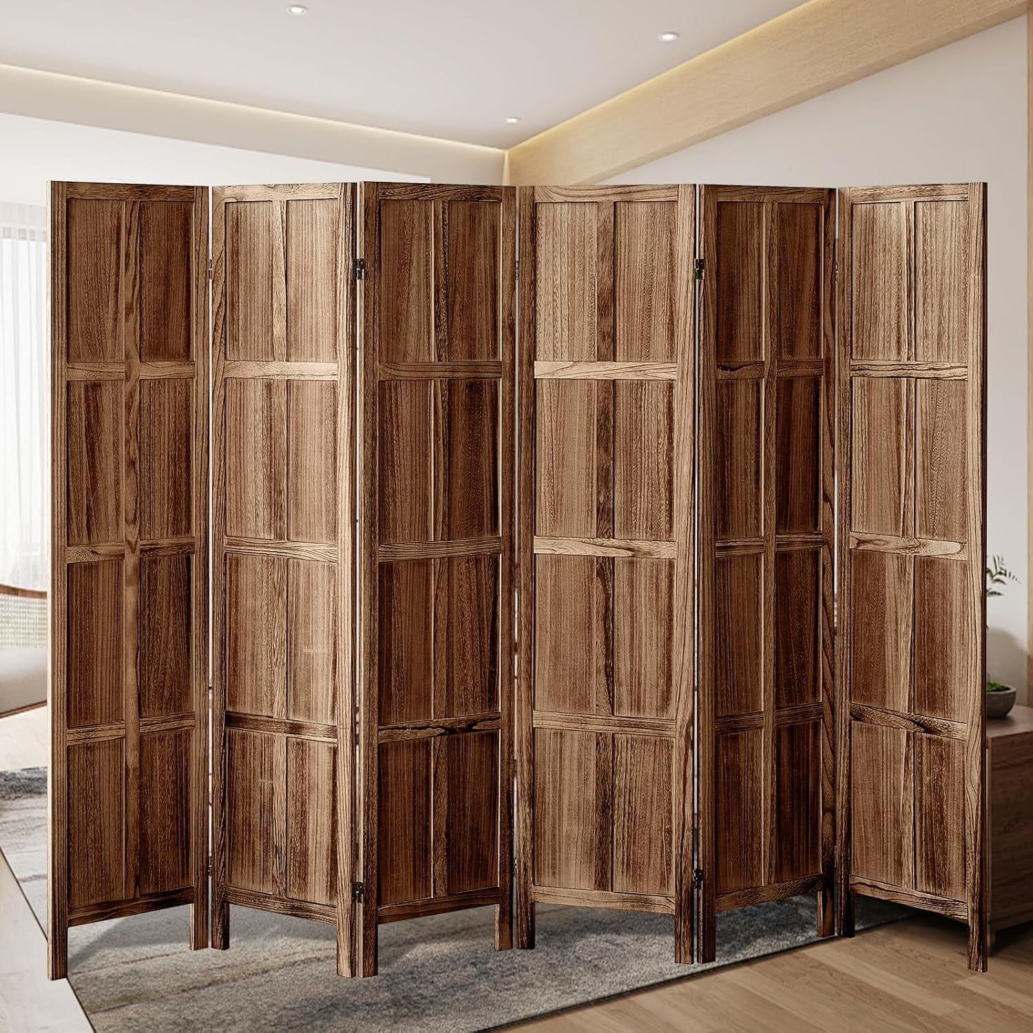 6 Panel Room Divider Wall, 5.6 FT Folding Privacy Screen Room Divider ...