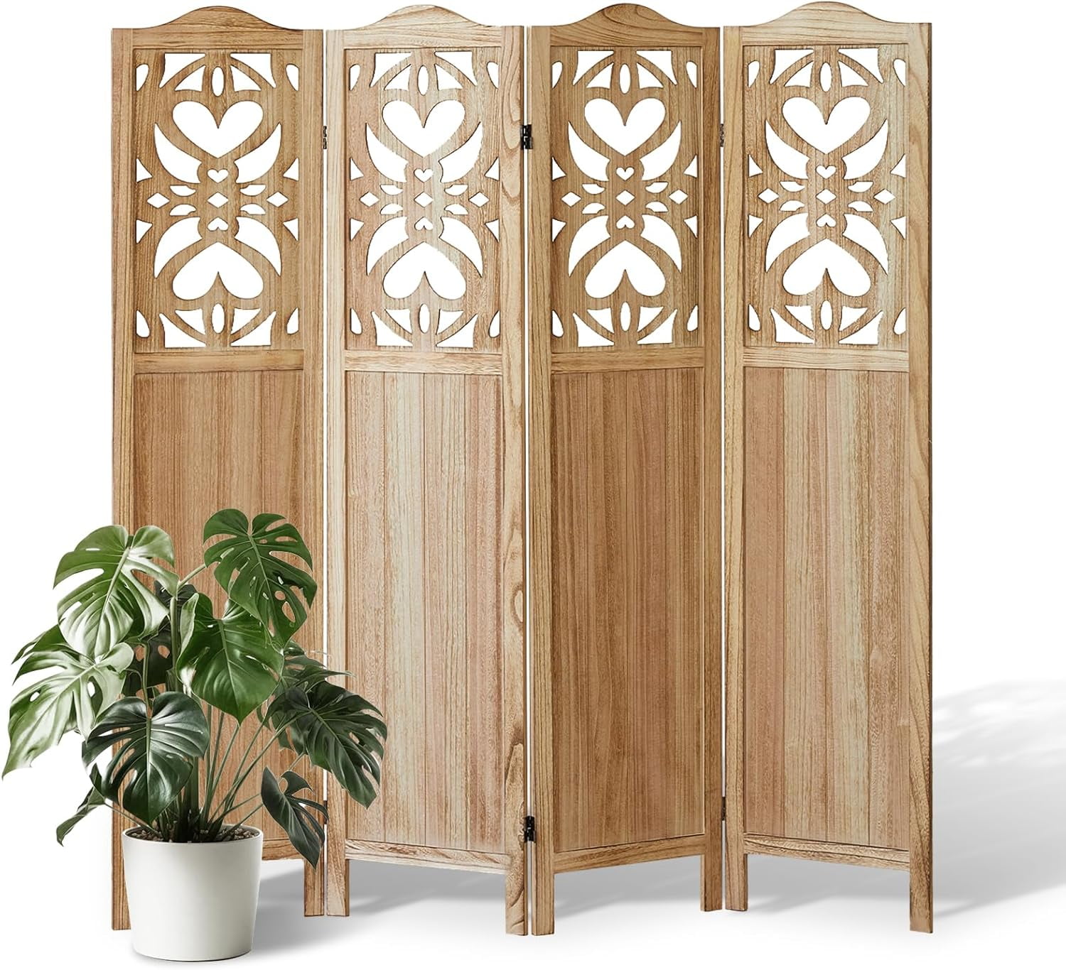 6 Panel Room Divider Wood Carved Room Divider Folding Privacy Screen ...