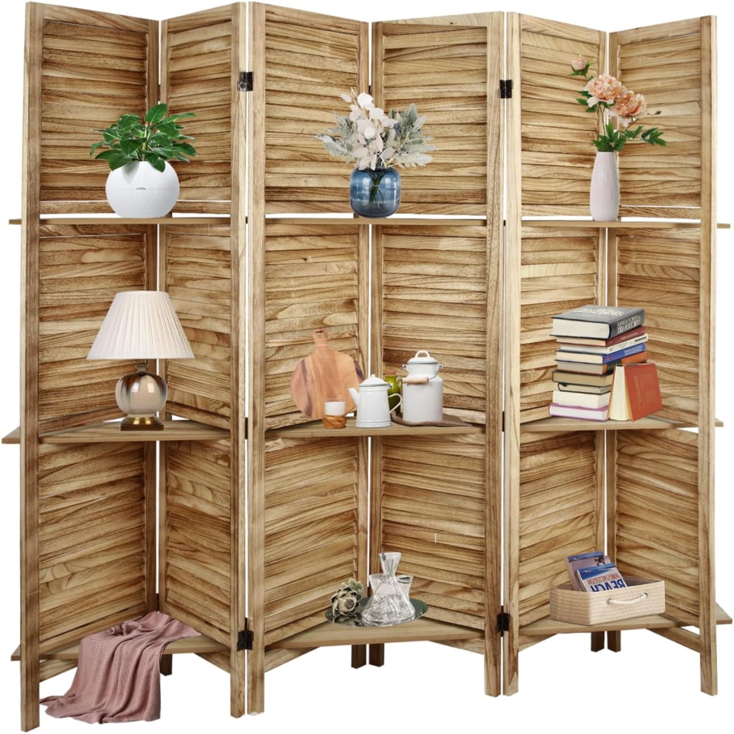 6 Panel Room Divider Wood Room Dividers and Folding Privacy Screens ...