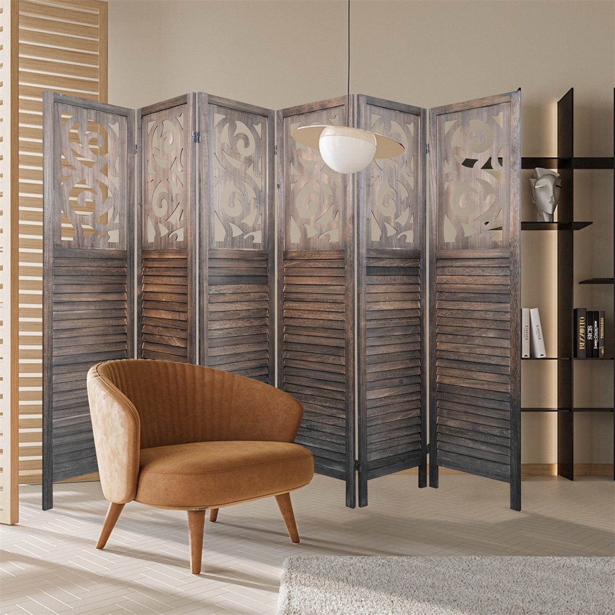 6 Panel Room Dividers, 6FT Tall Folding Privacy Screens Room Dividers ...