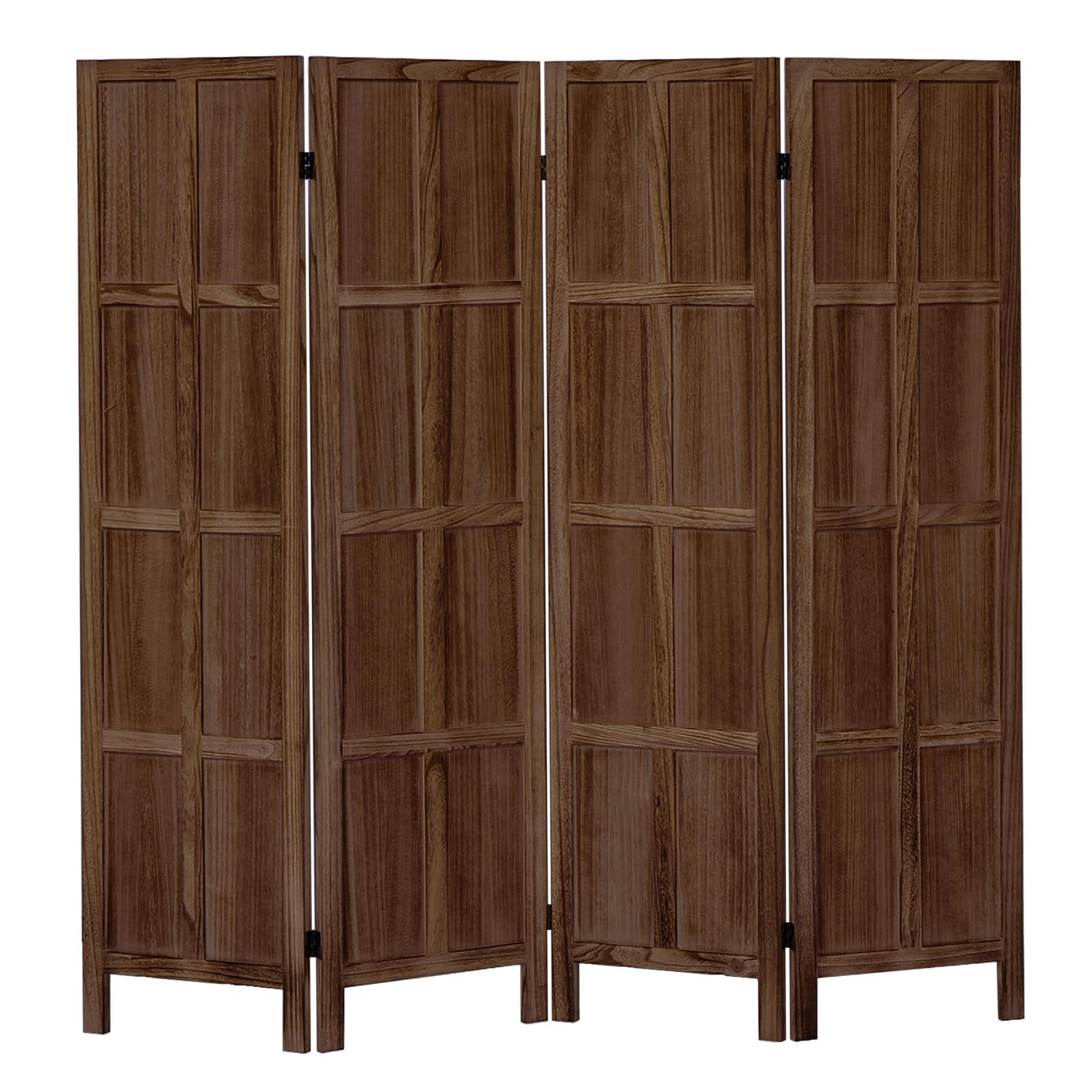 6 Panel Room Partition Screen, 5.6Ft Tall Tung Wood Folding Divider ...
