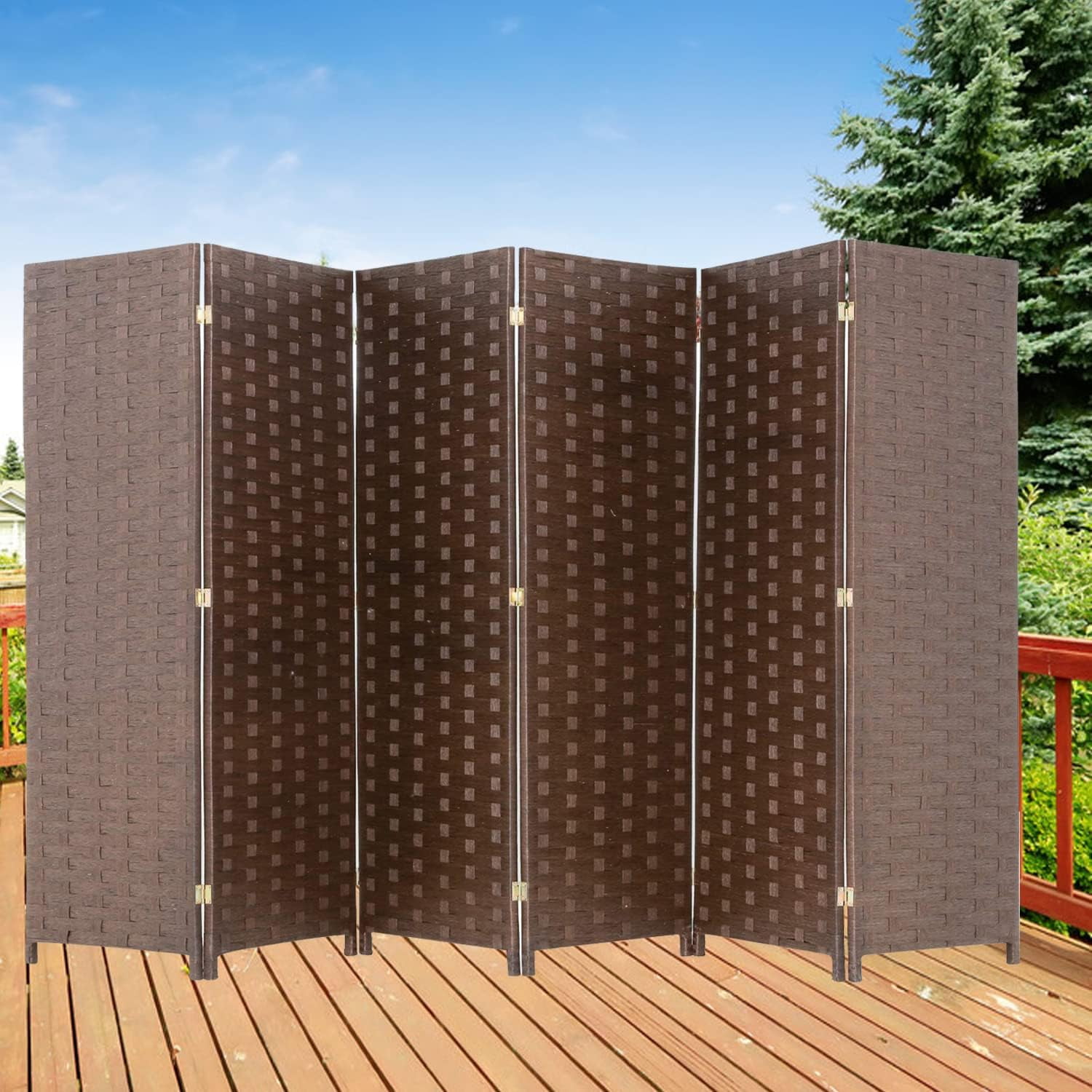 6 Panel Wood Privacy Screen 5.9Ft Tall Partition Room Divider Screen ...