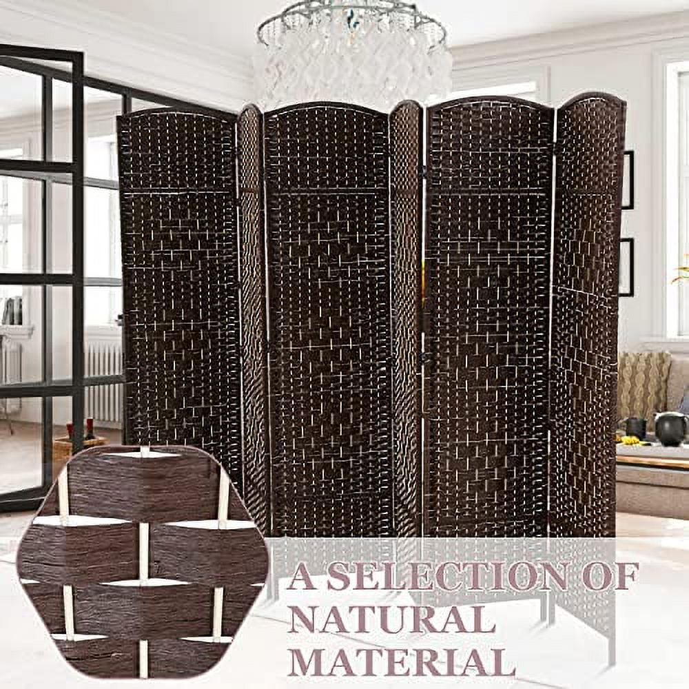 6 Panel Wood Room Divider, 6 Ft Tall Privacy Wall Divider Folding Wood ...