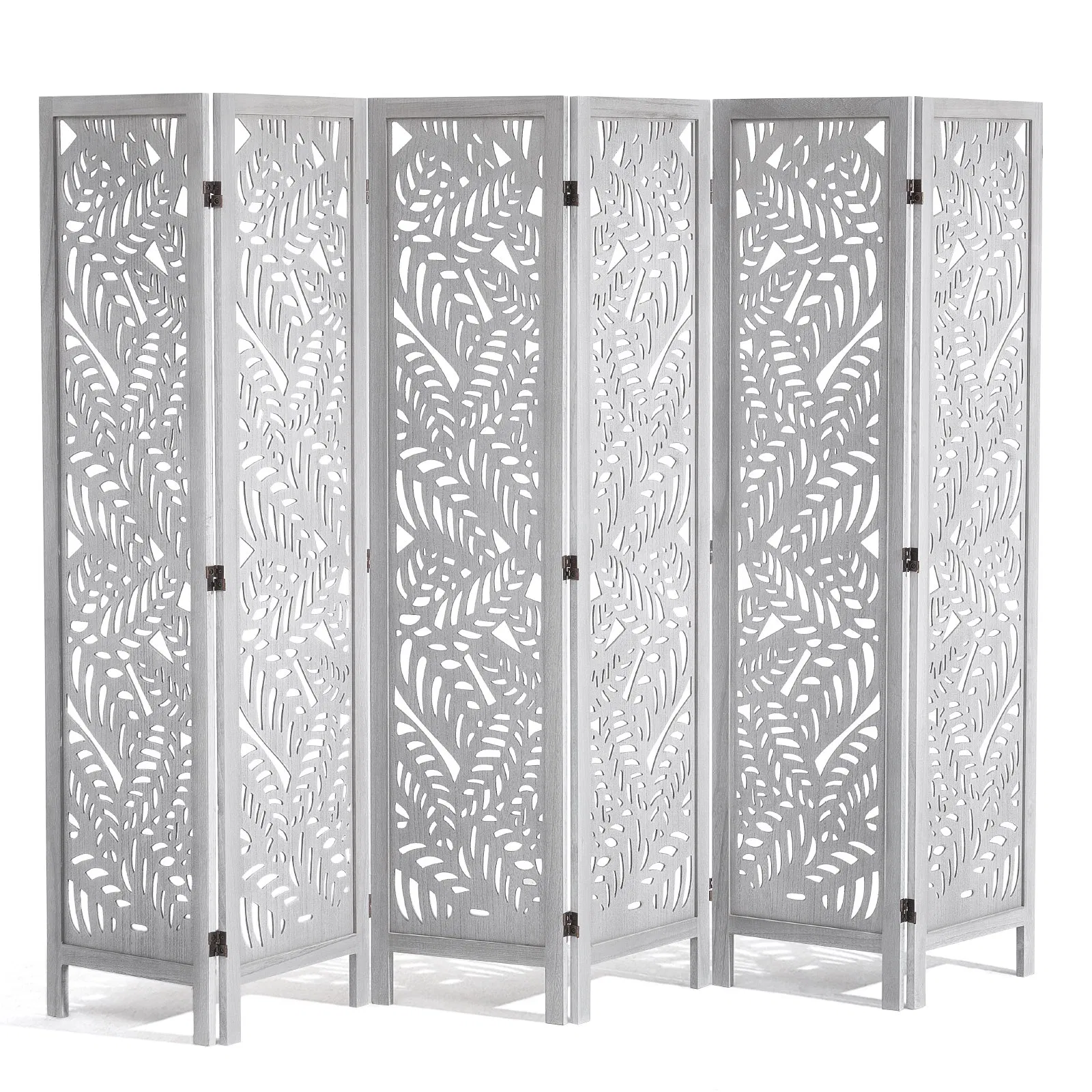 6 Panel Wood Room Divider-66.9inch Folding Privacy Screen&Carved Indoor ...