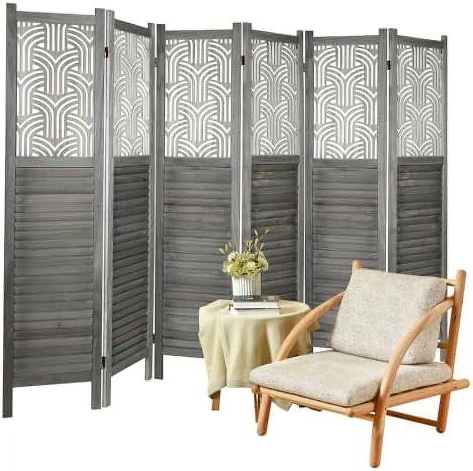 6 Panel Wood Room Dividers Fully Assembled 5.6Ft Carved Room Dividers ...
