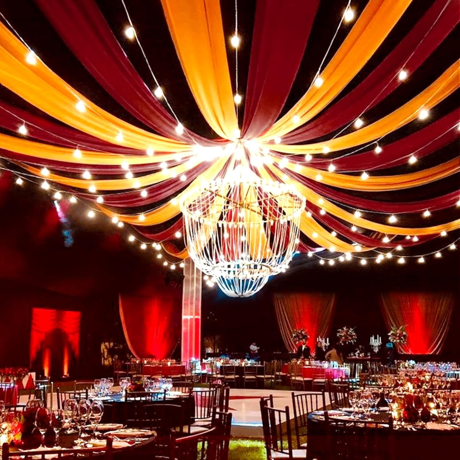 6 Panels Burgundy Ceiling Drapes for Wedding Ceiling Drapes 5ftx10ft ...