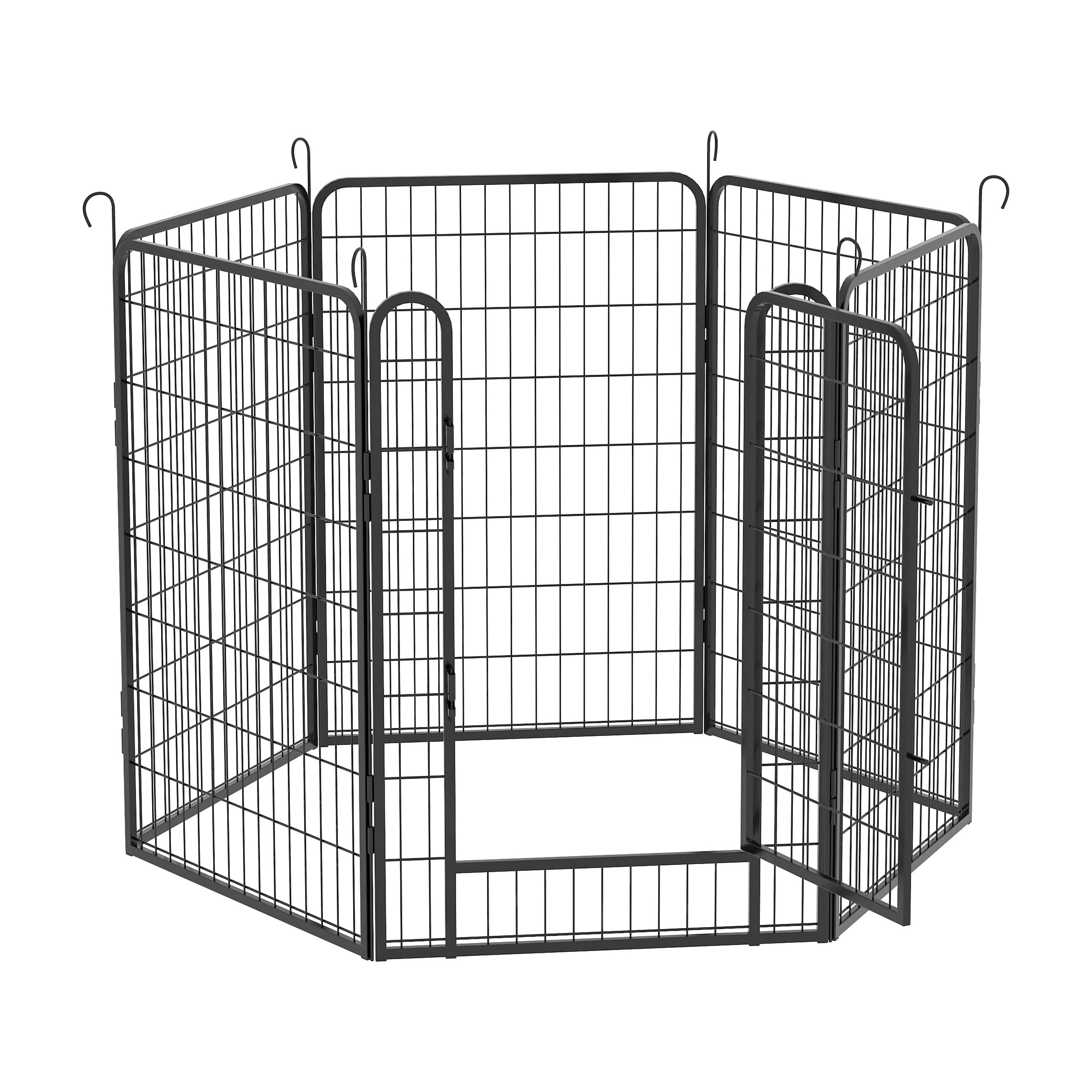 6 Panels Heavy-Duty Metal Playpen with Door, 39.37" H Dog Fence Pet ...