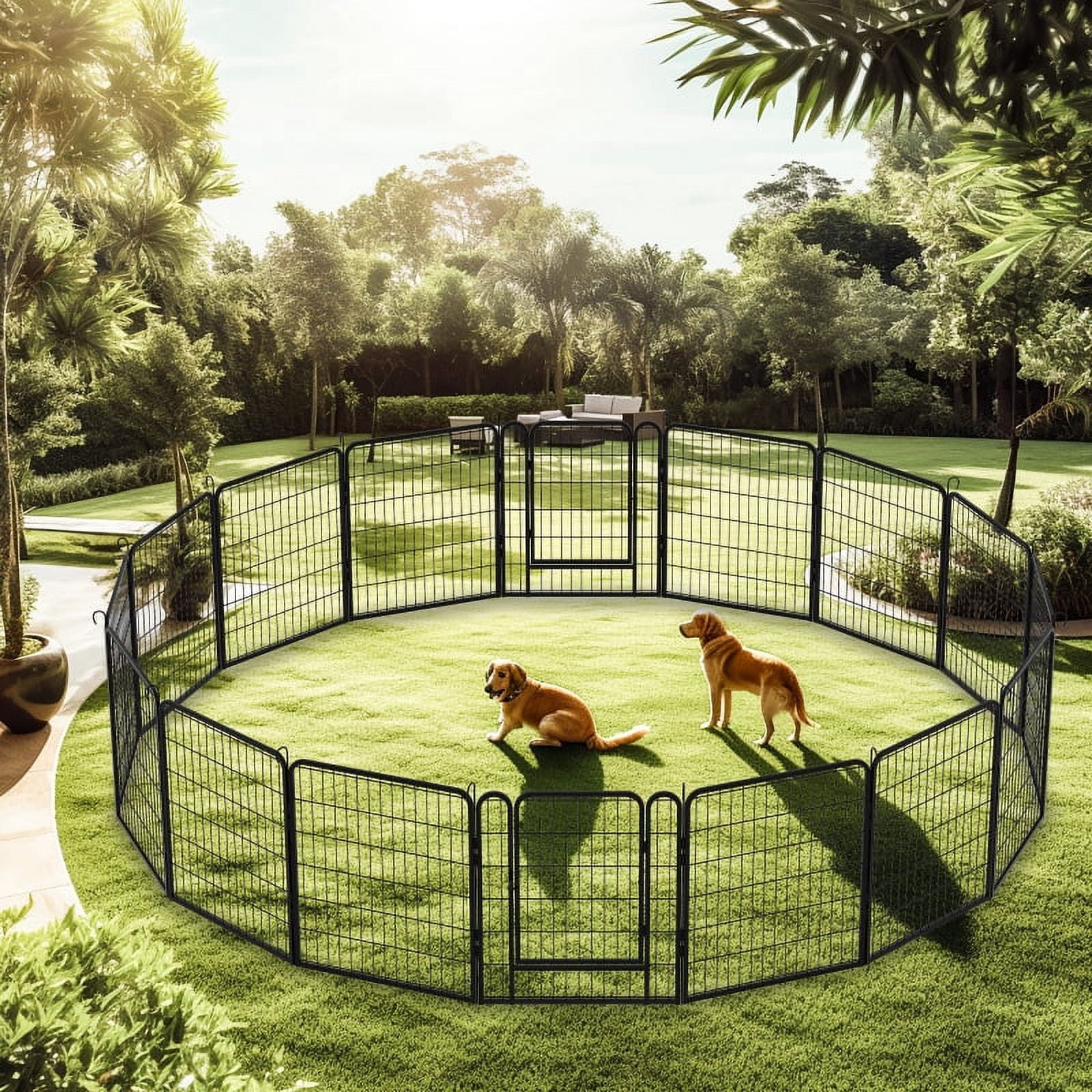 6 Panels Heavy Duty Metal Playpen with door,31.7"H Dog Fence Pet ...
