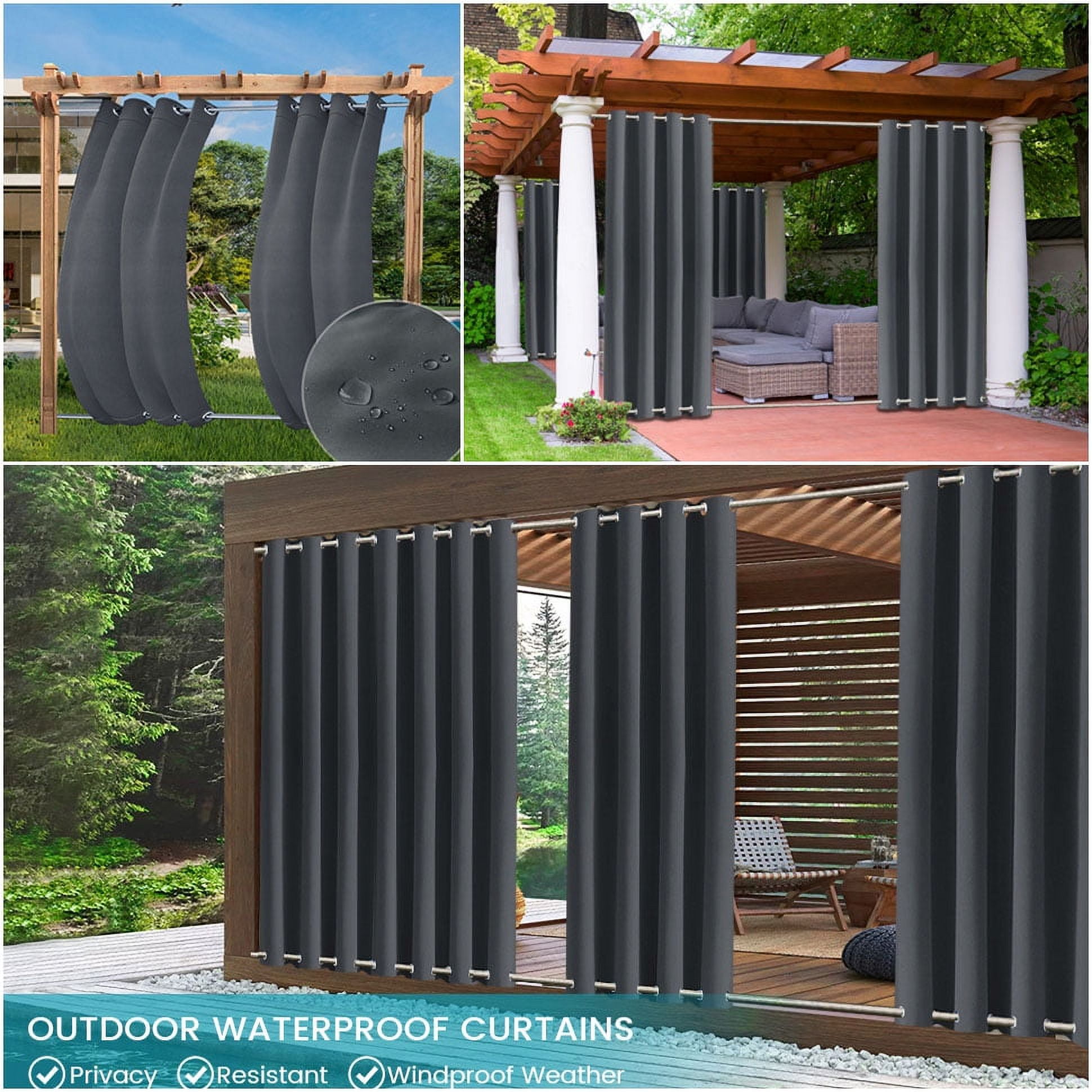 Grey Windproof, Heat Insulated, Lightproof Curtain Panels (6) for Patio ...