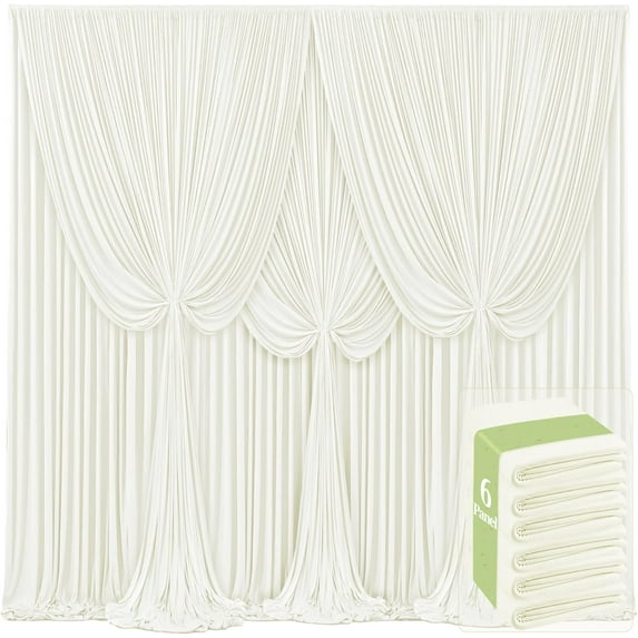 6 Panels Ivory Backdrop Curtains for Wedding Party Wrinkle Free ...