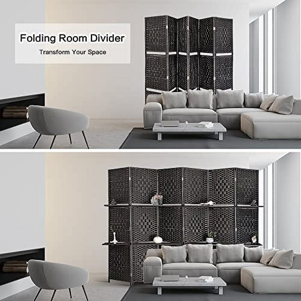 6 Panels Room Divider, 6 FT Tall&Extra Wide Weave Fiber Room Divider ...