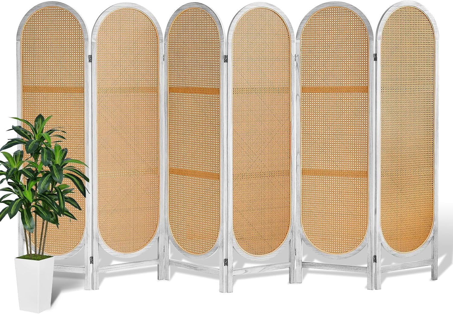 6 Panels Room Divider, Foldable Wooden Room Divider, Individual Privacy ...