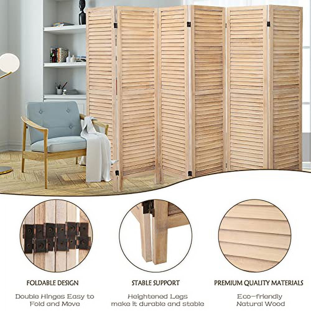 6 Panels Room Dividers 5.6 FT Room Dividers and Folding Privacy Screens ...