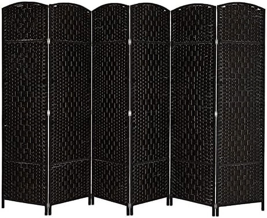 6-Panels Tall Rattan Room Divider, 6 FT Folding Privacy Screen, Indoor ...