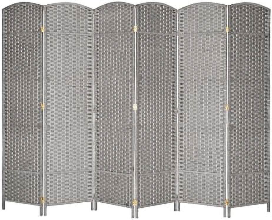 6-Panels Tall Rattan Room Divider, 6 FT Folding Privacy Screen, Indoor ...