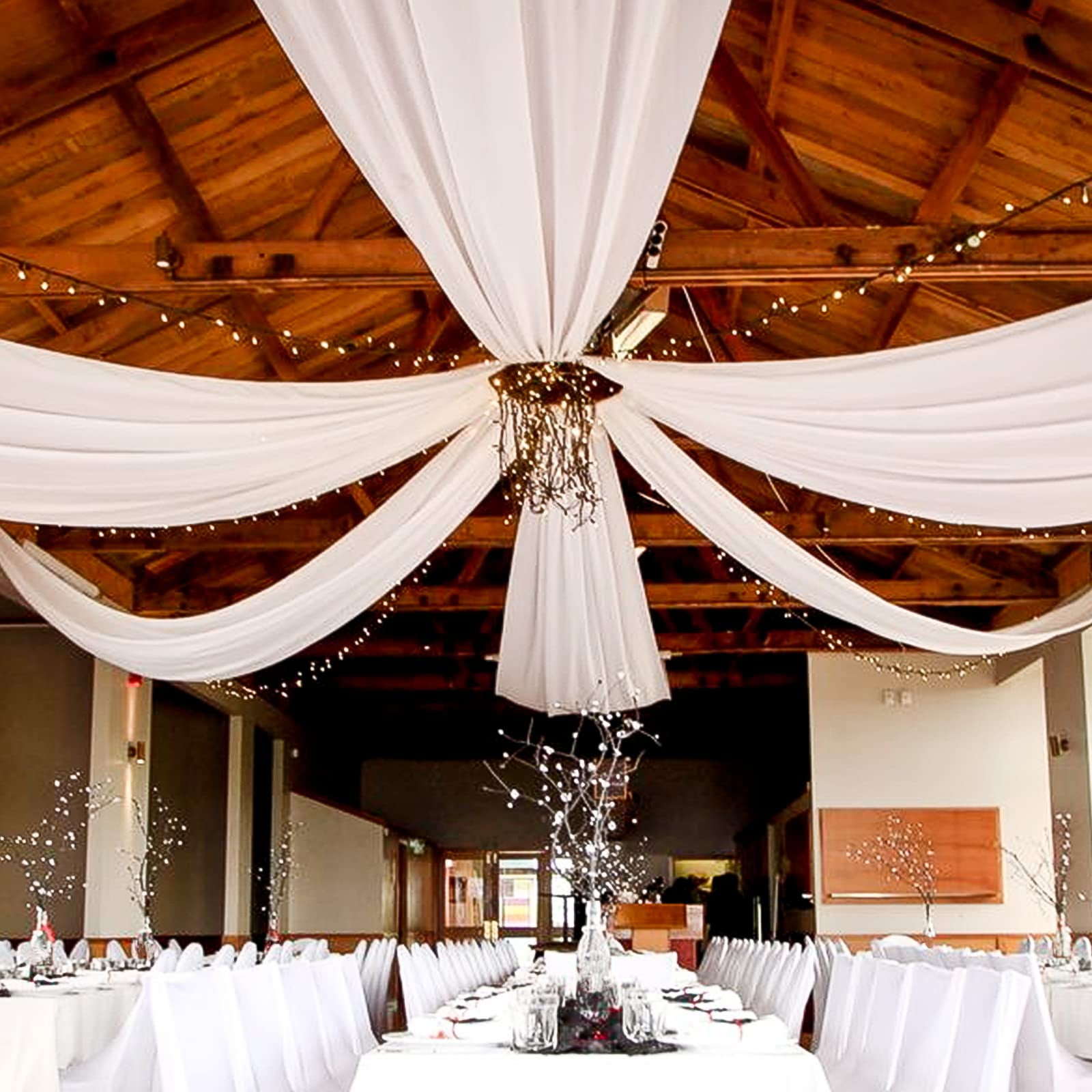 Free Shipping! 6 Panels White Ceiling Drapes for Wedding Ceiling Drapes ...