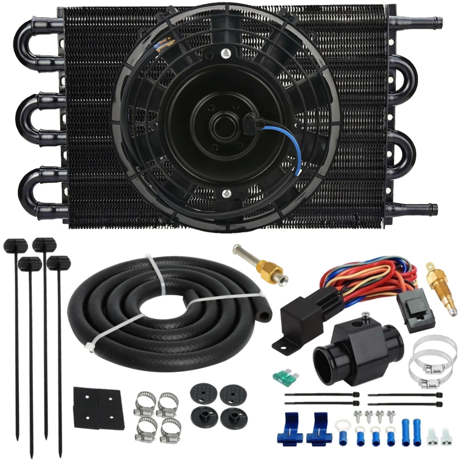 6 Pass 6AN Transmission Oil Cooler Electric Fan In-Hose Grounding ...